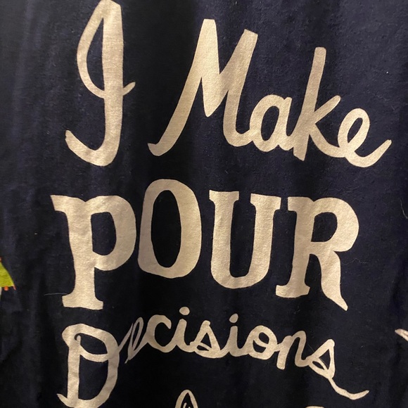 Tops | Navy Graphic Tee With White Text | Poshmark